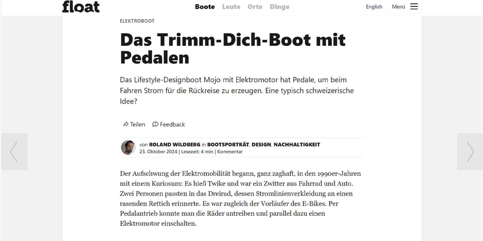 floatmagazin.de: Das Trimm-Dich-Boot mit Pedalen • Blog